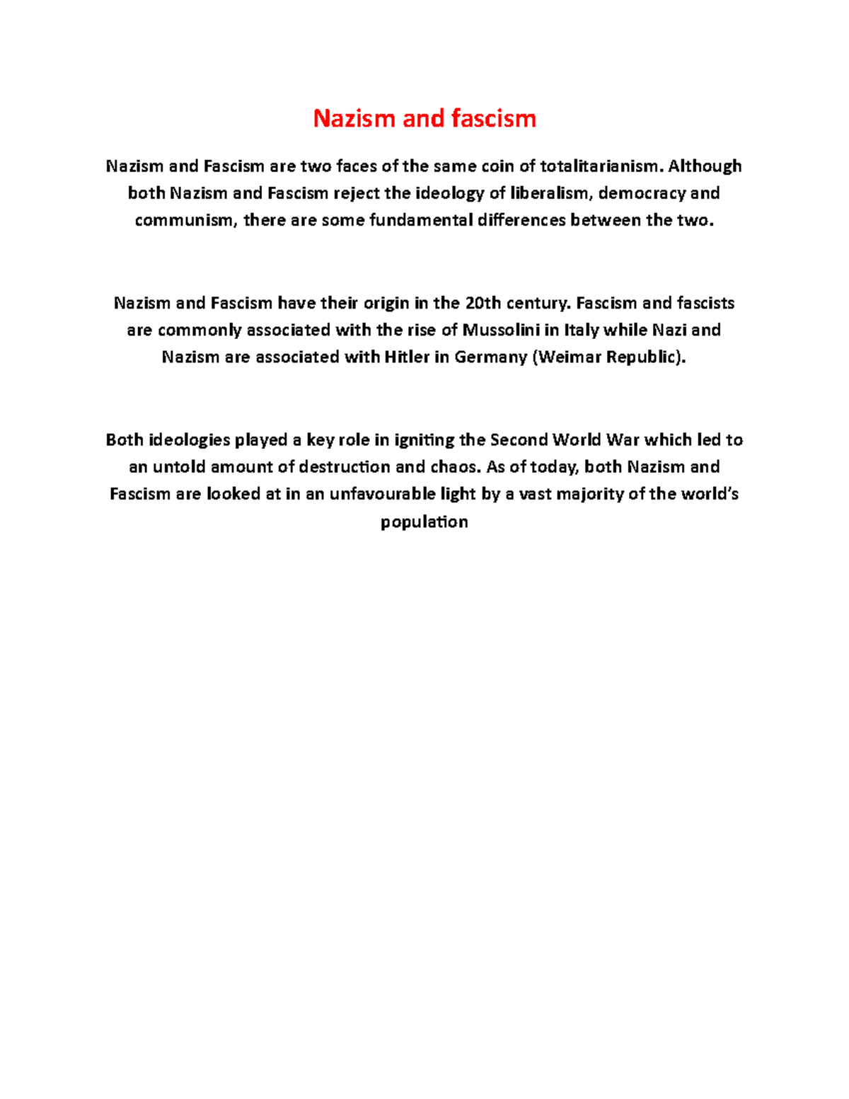 Understanding The Basic Difference Between Fascism And Nazism – ZHERSS