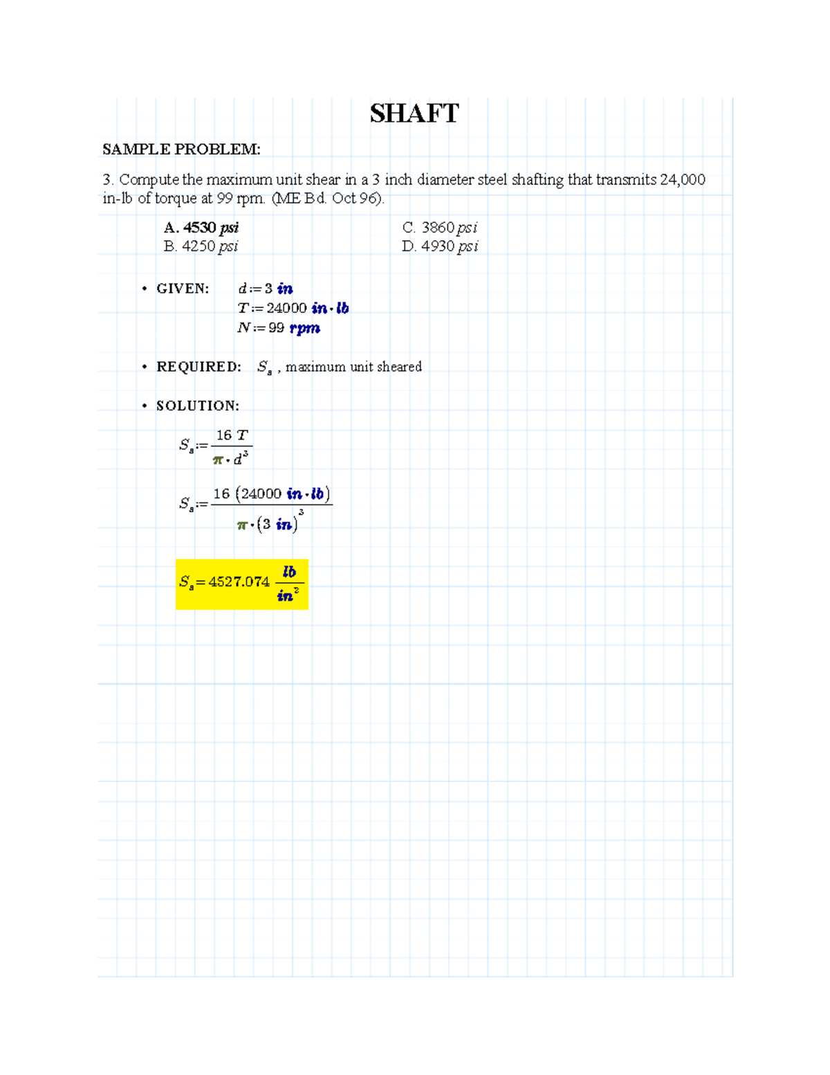 Machine Design 1 - Example (Shaft & Strength of Materials 1) - SHAFT ...