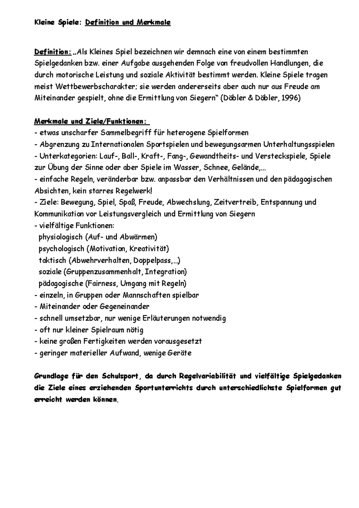 01 Kleine Spiele Definition + Merkmale - Kleine Spiele: Definition und ...