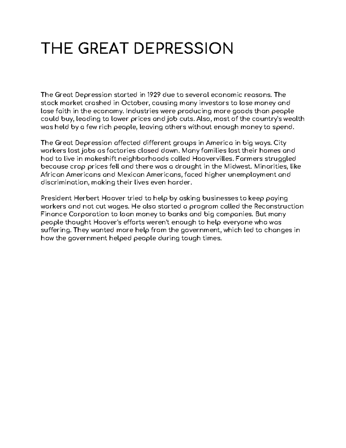 THE Great Depression - fxgdad - THE GREAT DEPRESSION The Great ...