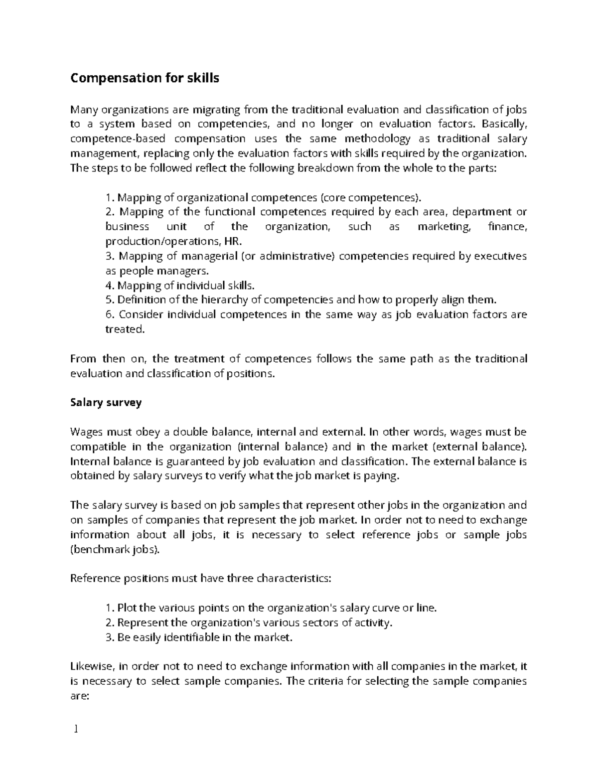 Compensation for skills. - Compensation for skills Many organizations ...