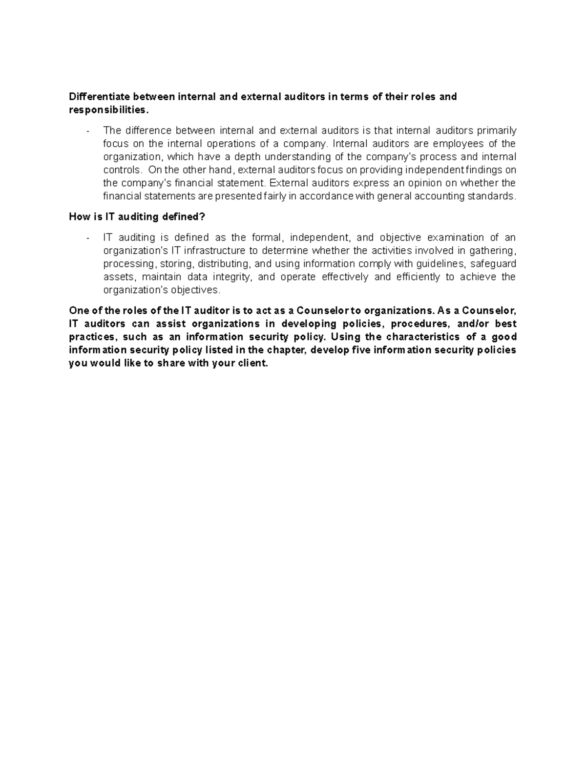 Exercise 1 - Qwwww - Differentiate between internal and external ...