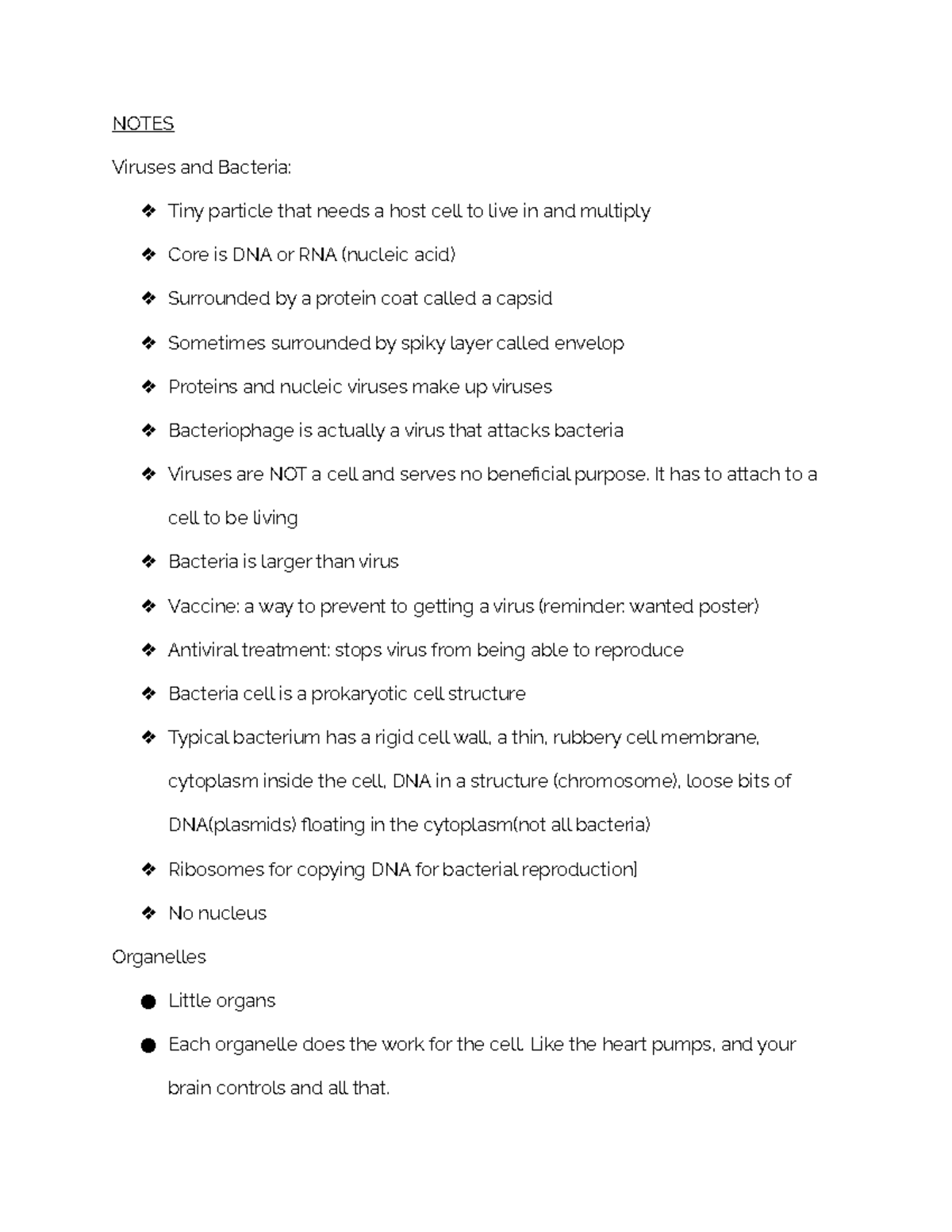 UNIT 3 Science Notes - NOTES Viruses and Bacteria: Tiny particle that ...