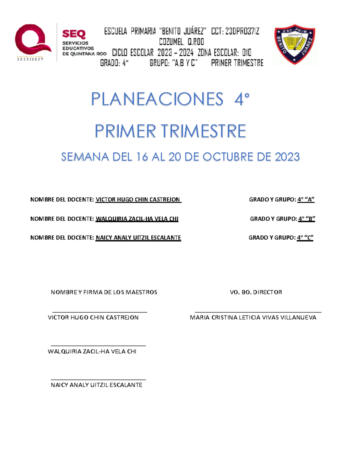 Planeacion semana 8 del 16 al 27 de octubre - PLANEACIONES 4° PRIMER ...