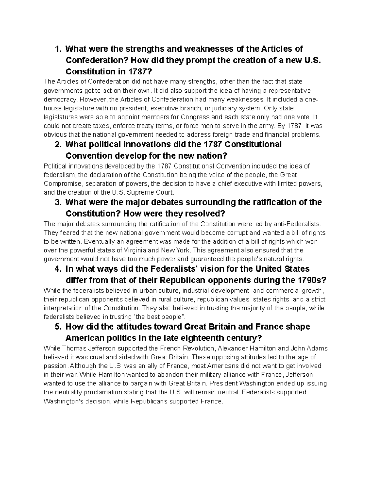 Ch6 focus questions - 1. What were the strengths and weaknesses of the ...