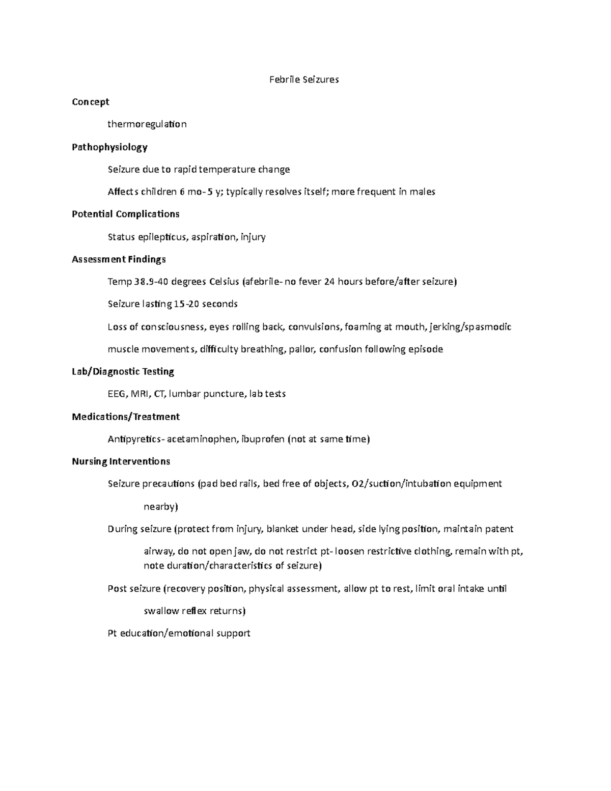 Febrile seizures concept map - Febrile Seizures Concept ...