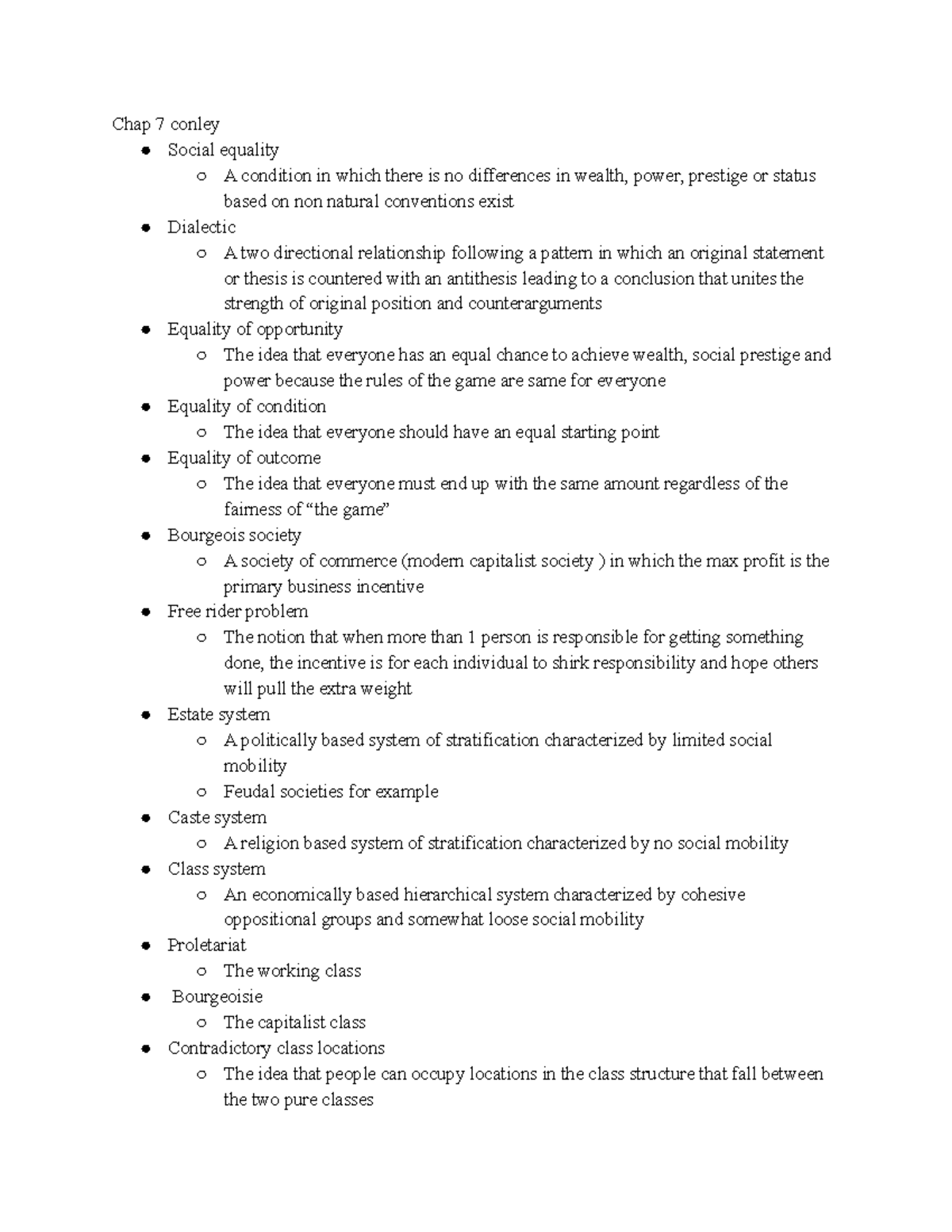 Chap 7 conley - chapter 7 notes from required textbook reading SOC 001 ...