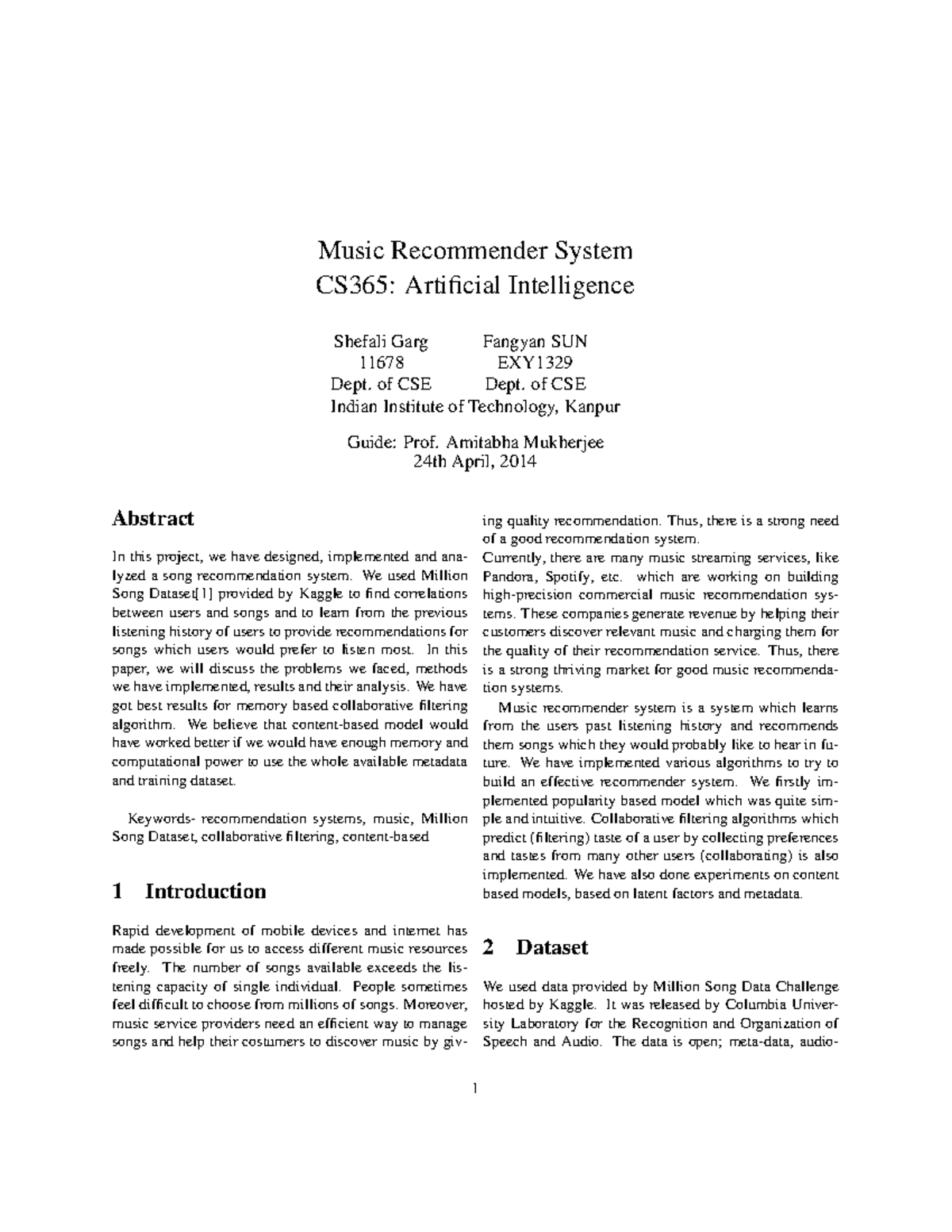Report I Did As Practice Music Recommender System CS365 report-i-did-as-practice-music-recommender-system-cs365