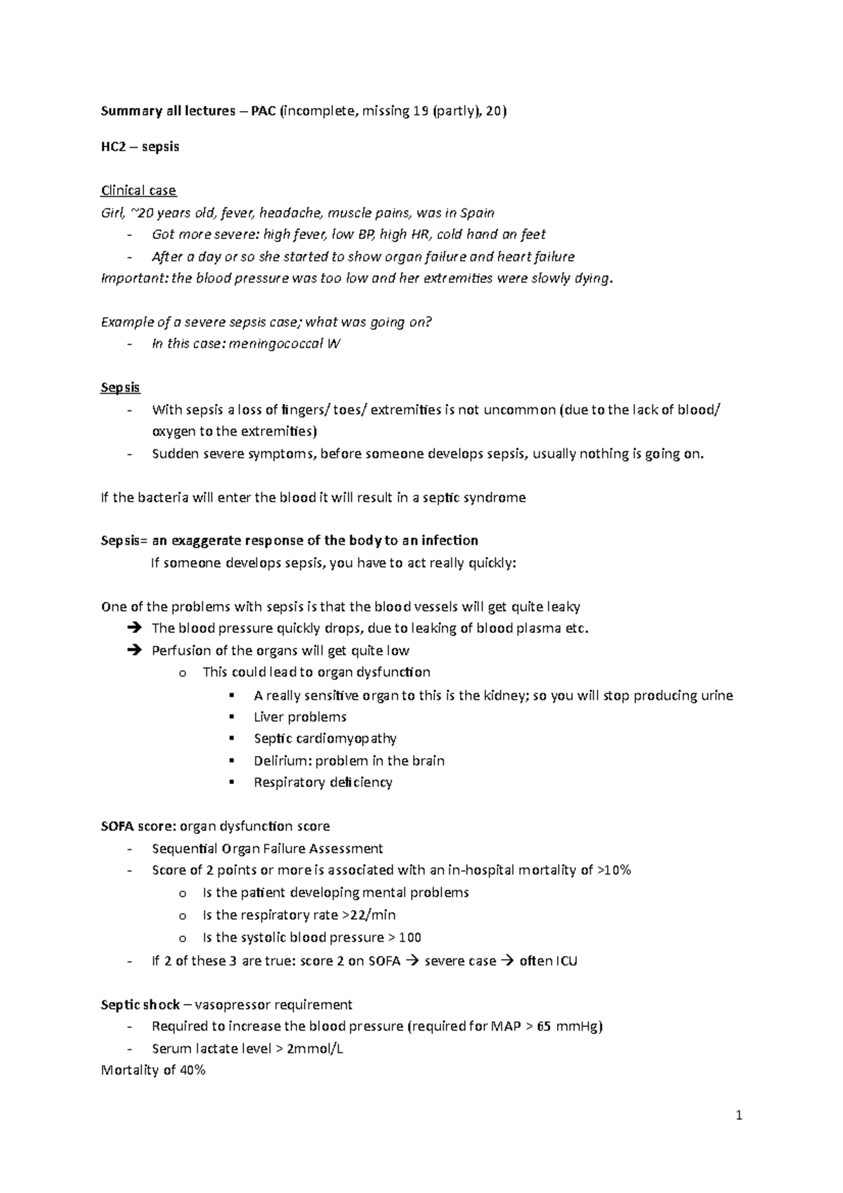 Summary of all lectures (notes put together) - Summary all lectures ...