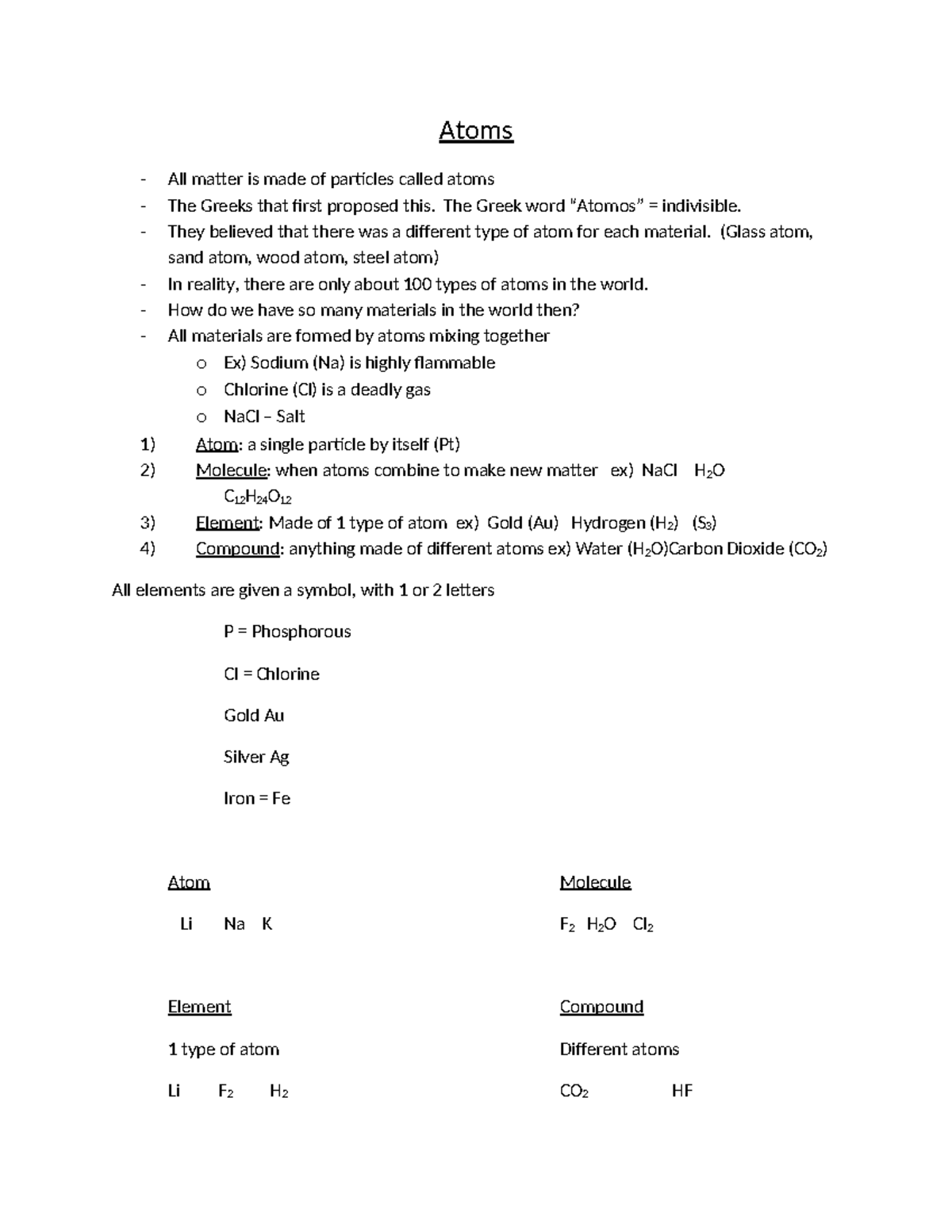 Lesson 3 - Atoms - Grade 10 notes for science - Atoms All matter is ...