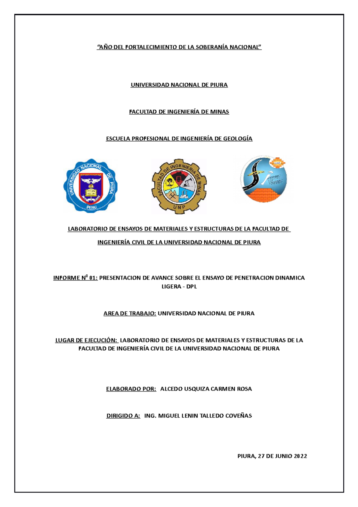 Ensayo DPL- Gravedad Específica- PESO Especifico Punto 3 Avance- Alcedo ...