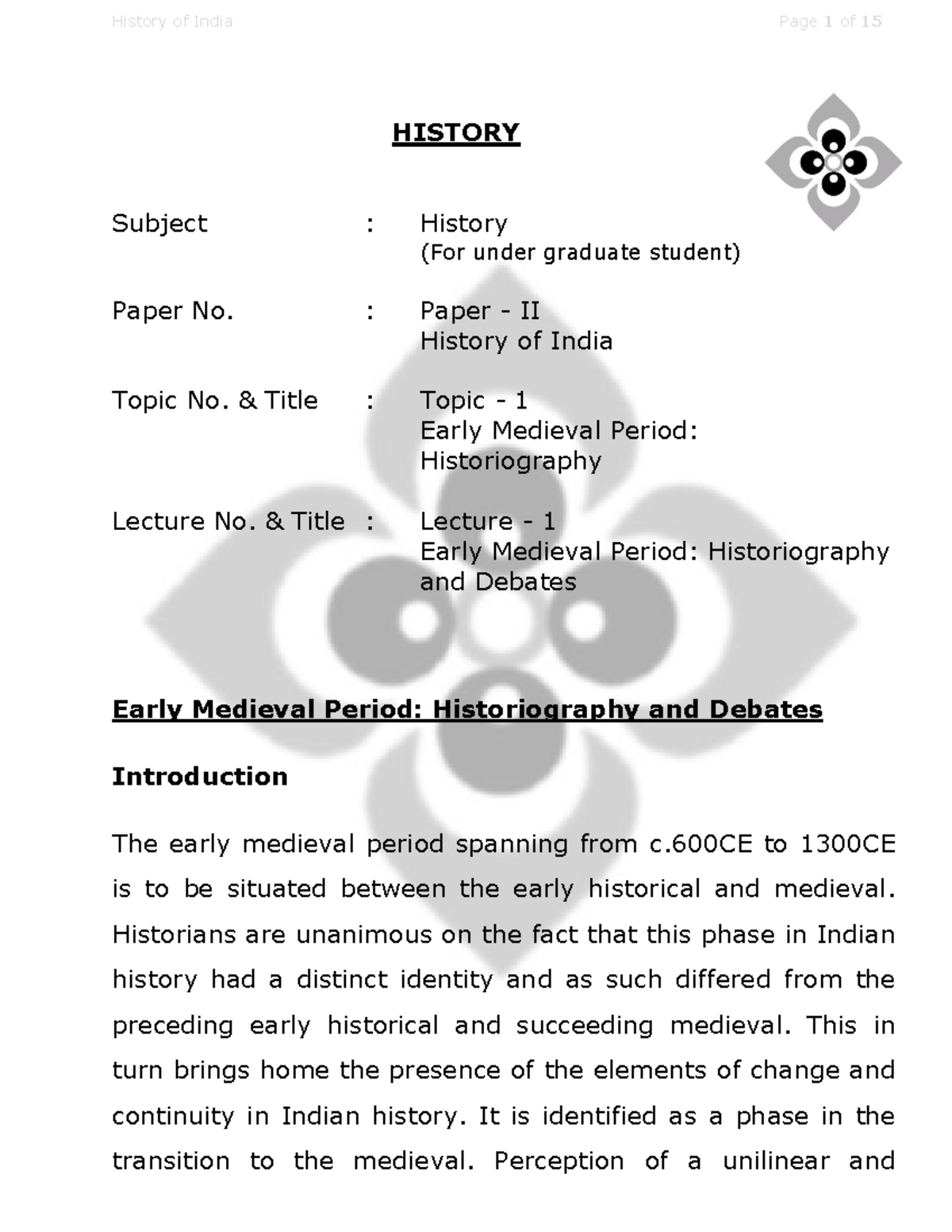 Early Medieval Period - Historiography and Debates - HISTORY Subject ...