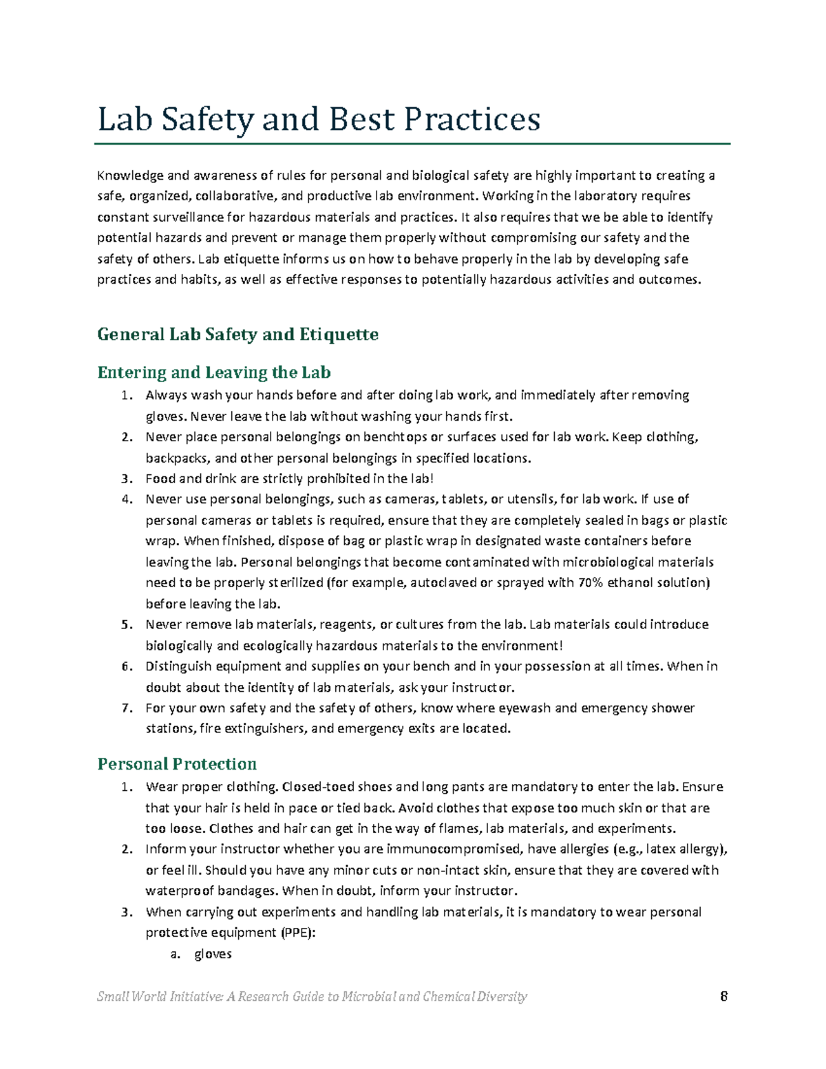 Lab Safety from Small World Student Research Quide 2016 - Labठ⃚Safety ...