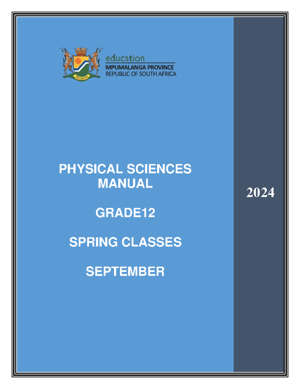 Phyical Sciences Grade 12 Spring Classes 2024 - PHYSICAL SCIENCES ...