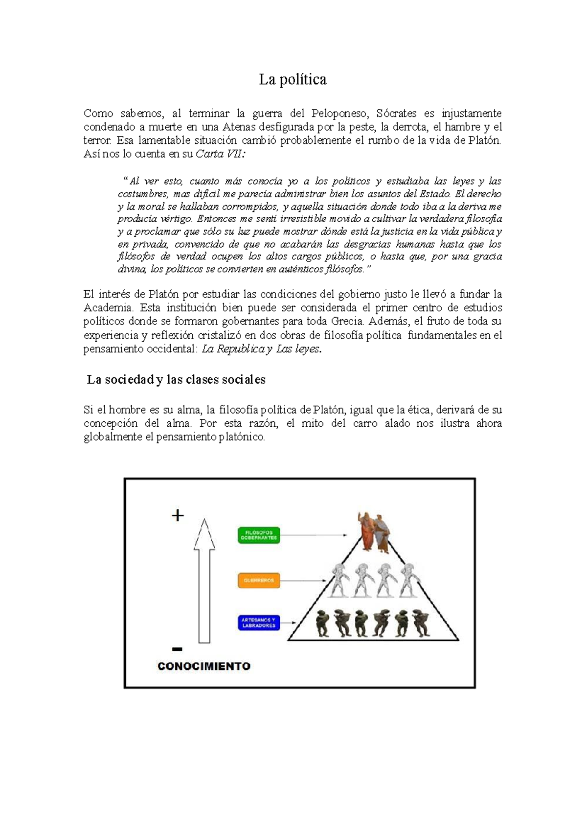La politica Platón - tema 1 - La política Como sabemos, al terminar la ...