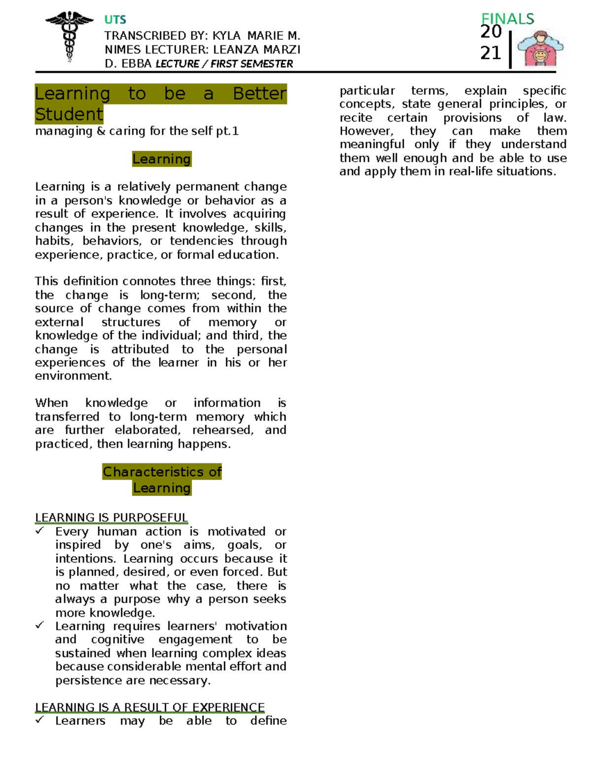 Uts-finals - dfsdg - NIMES LECTURER: LEANZA MARZI D. EBBA LECTURE ...