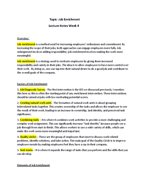 Employee Engagement - Topic: Employee Engagement Lecture Notes Week 4 ...