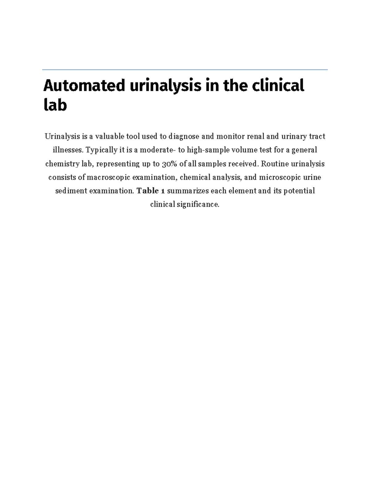 Automation ON Urinalysis & CBC - Automated urinalysis in the clinical ...