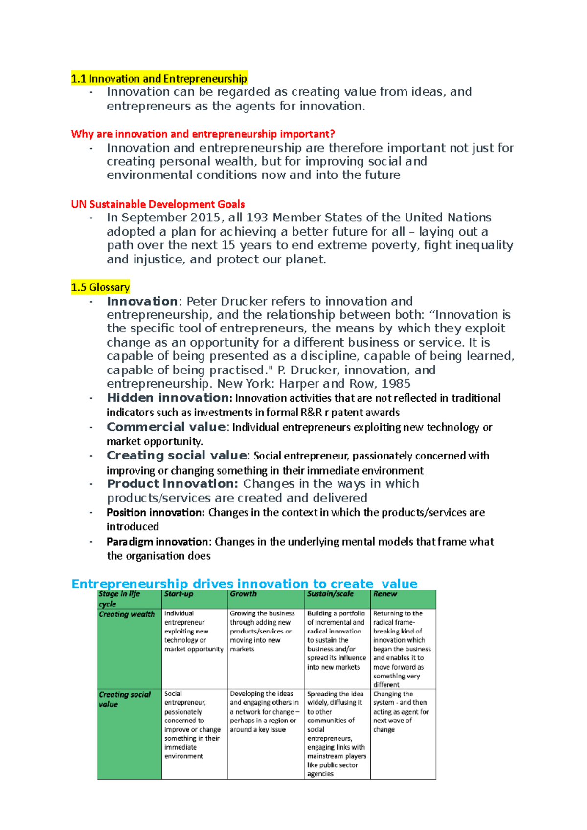 Notes - 1 Innovation and Entrepreneurship - Innovation can be regarded ...
