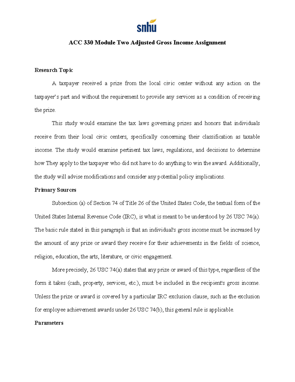ACC 330 Module Two Adjusted Gross Income Assignment (2-2) - ACC 330 ...
