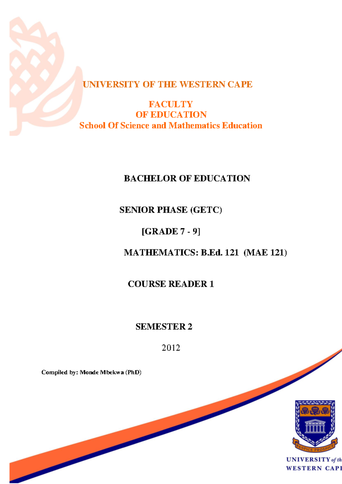 MAE 121 - Course Reader - summary on all work done in 2023 - UNIVERSITY ...