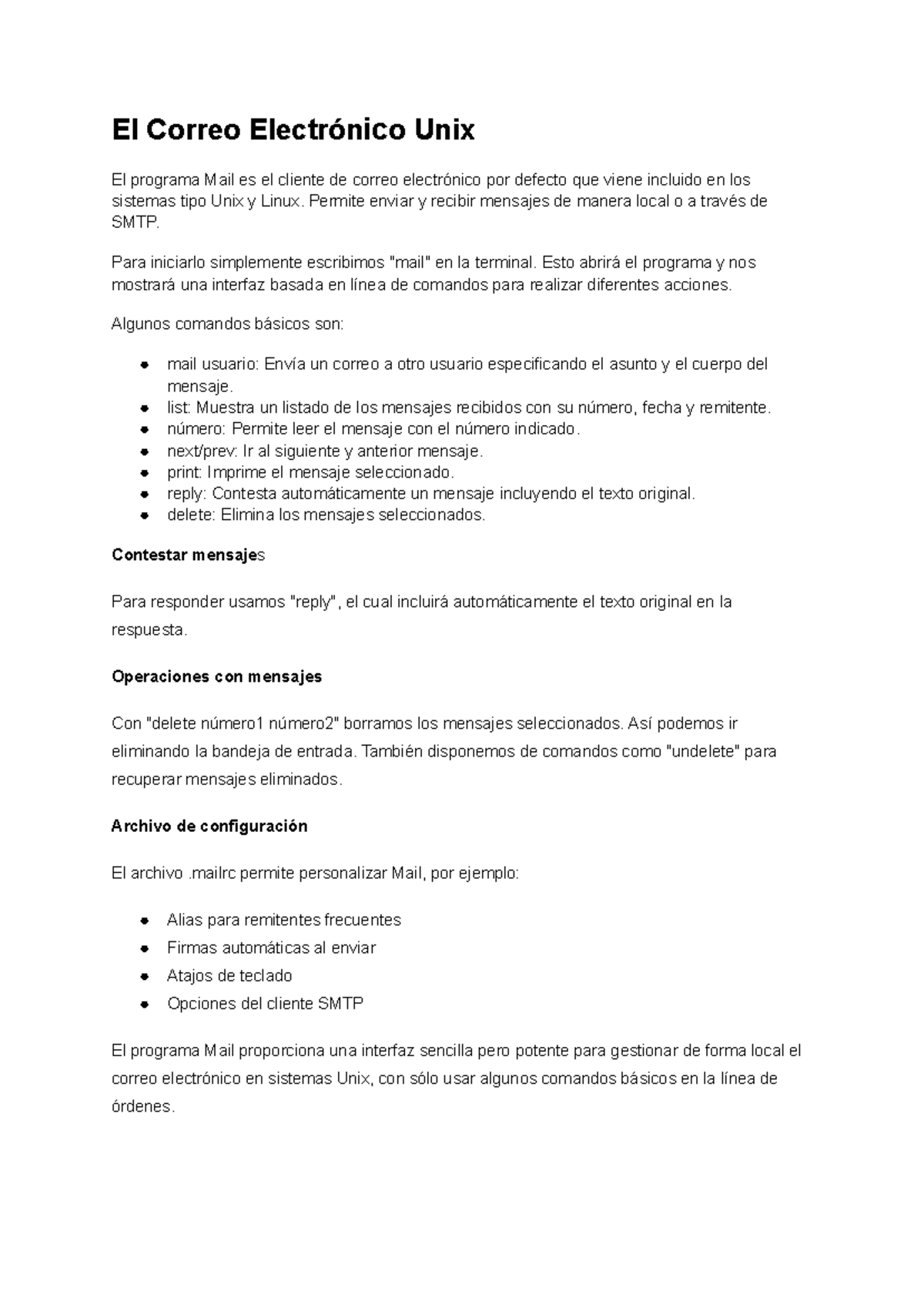 El Correo Electrónico Unix - El Correo Electrónico Unix El programa ...