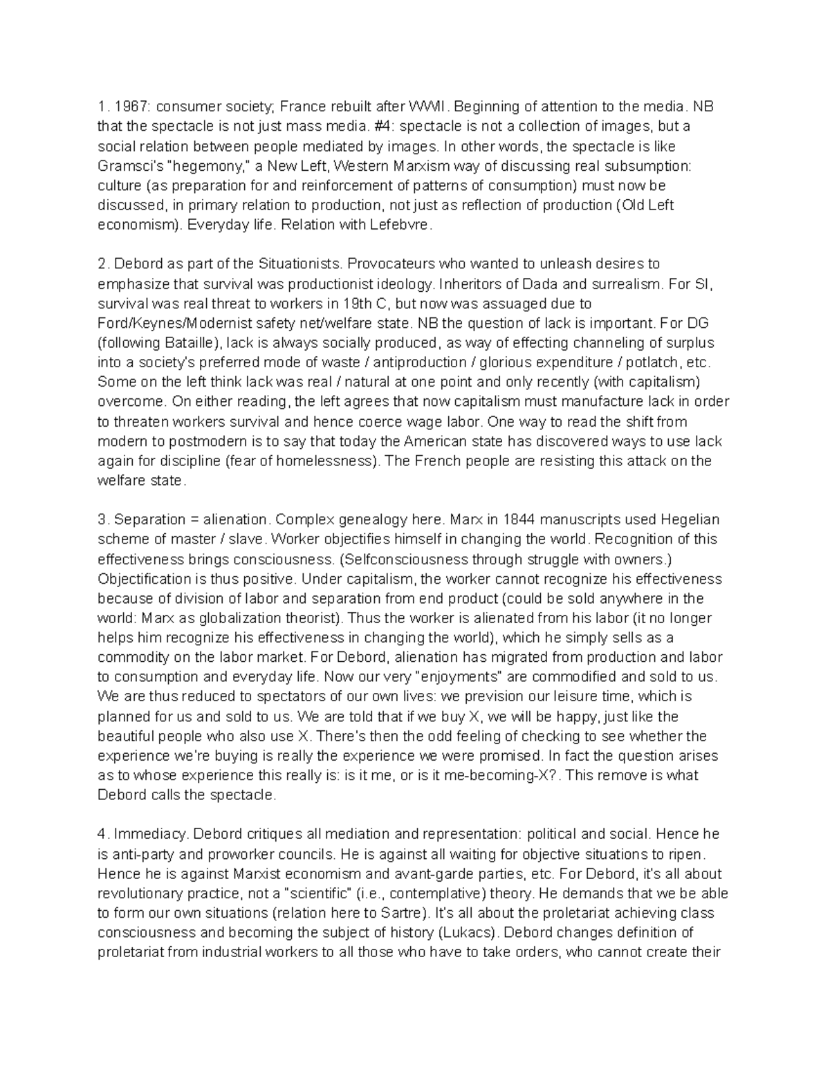 Summary Society of the Spectacle 4 - 1967: consumer society; France ...