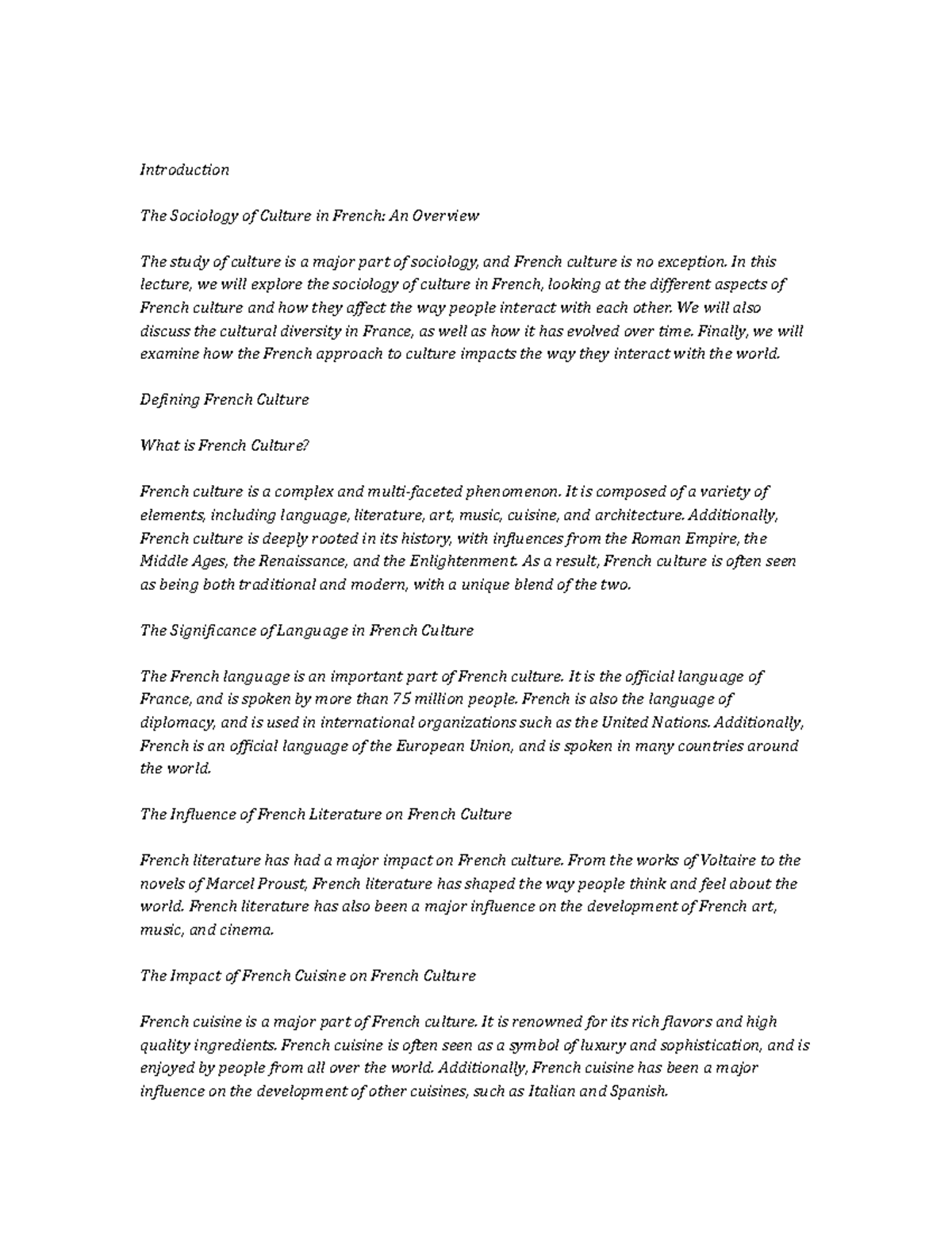 The Sociology of Culture - Introduction The Sociology of Culture in ...