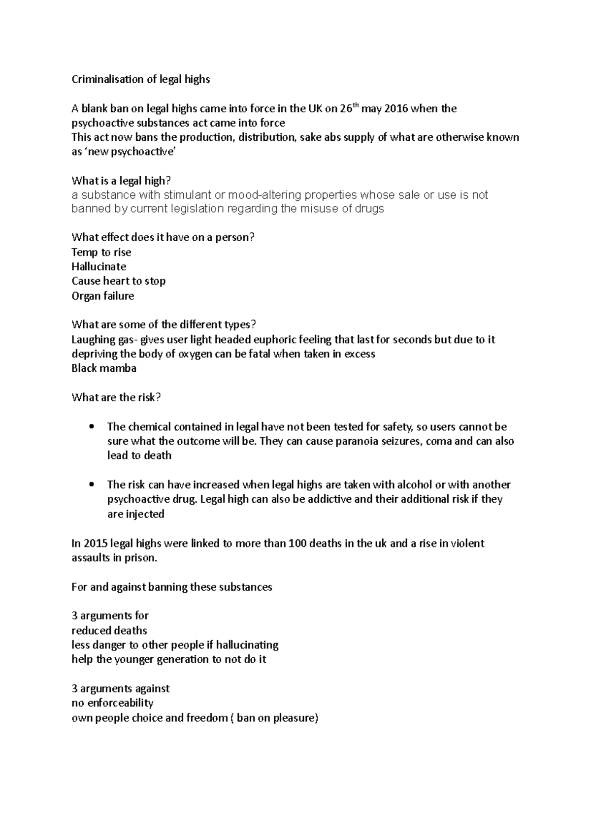 Criminalisation of legal highs CLI - Criminalisation of legal highs A ...