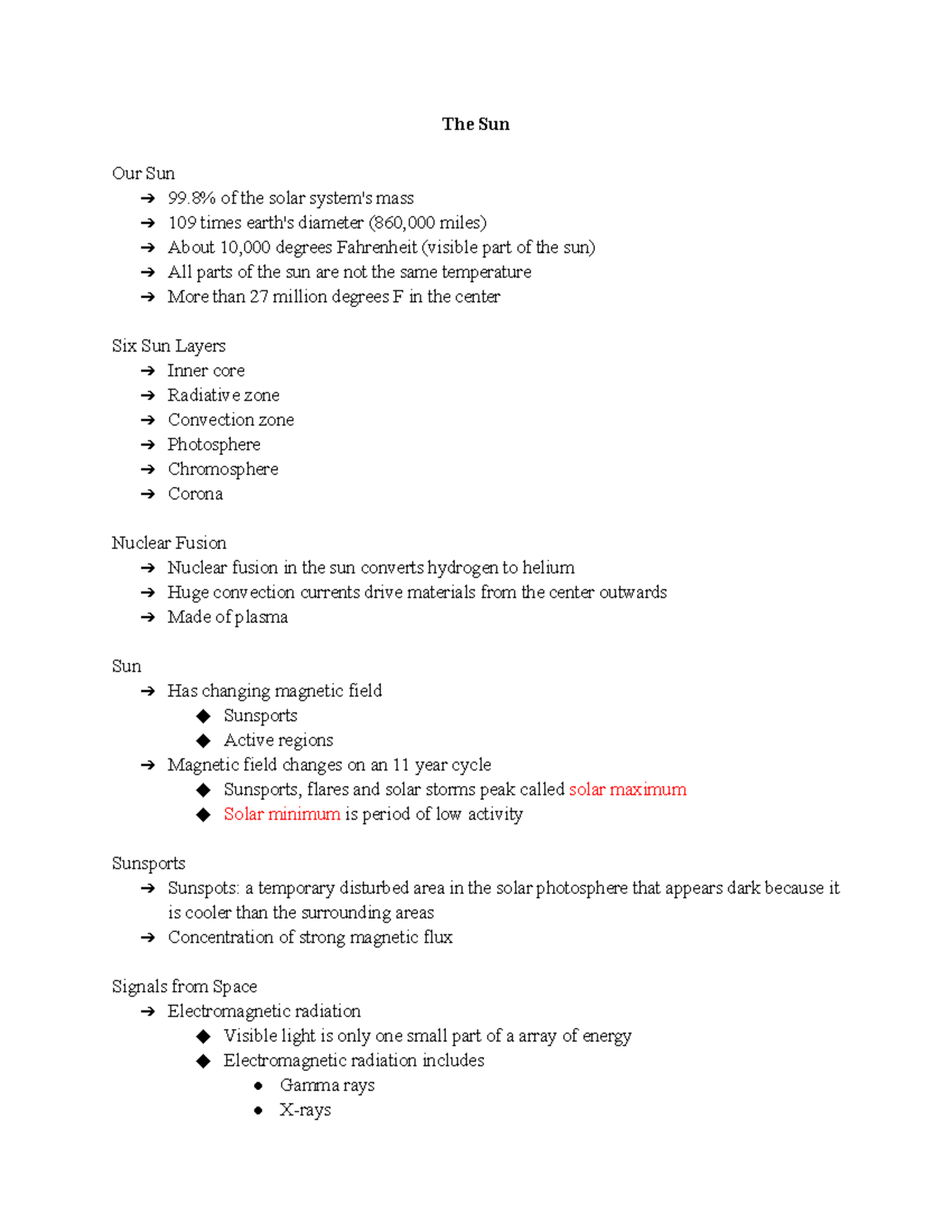 The sun - Lecture notes on the ☼ - The Sun Our Sun 99% of the solar ...