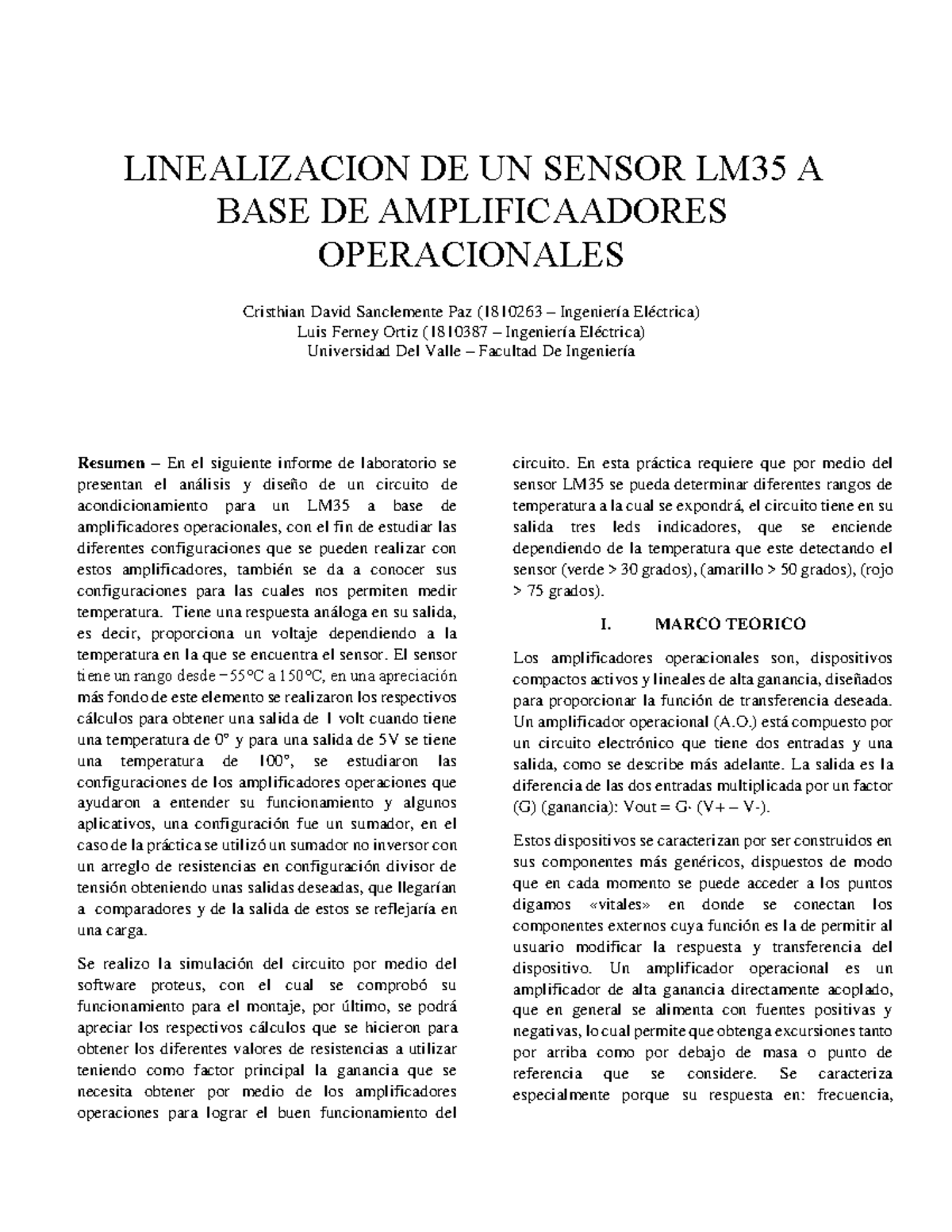Informe - Practica 1 Laboratorio DE Electronica 1 - Warning: TT: undefined function: 32 Resumen ...