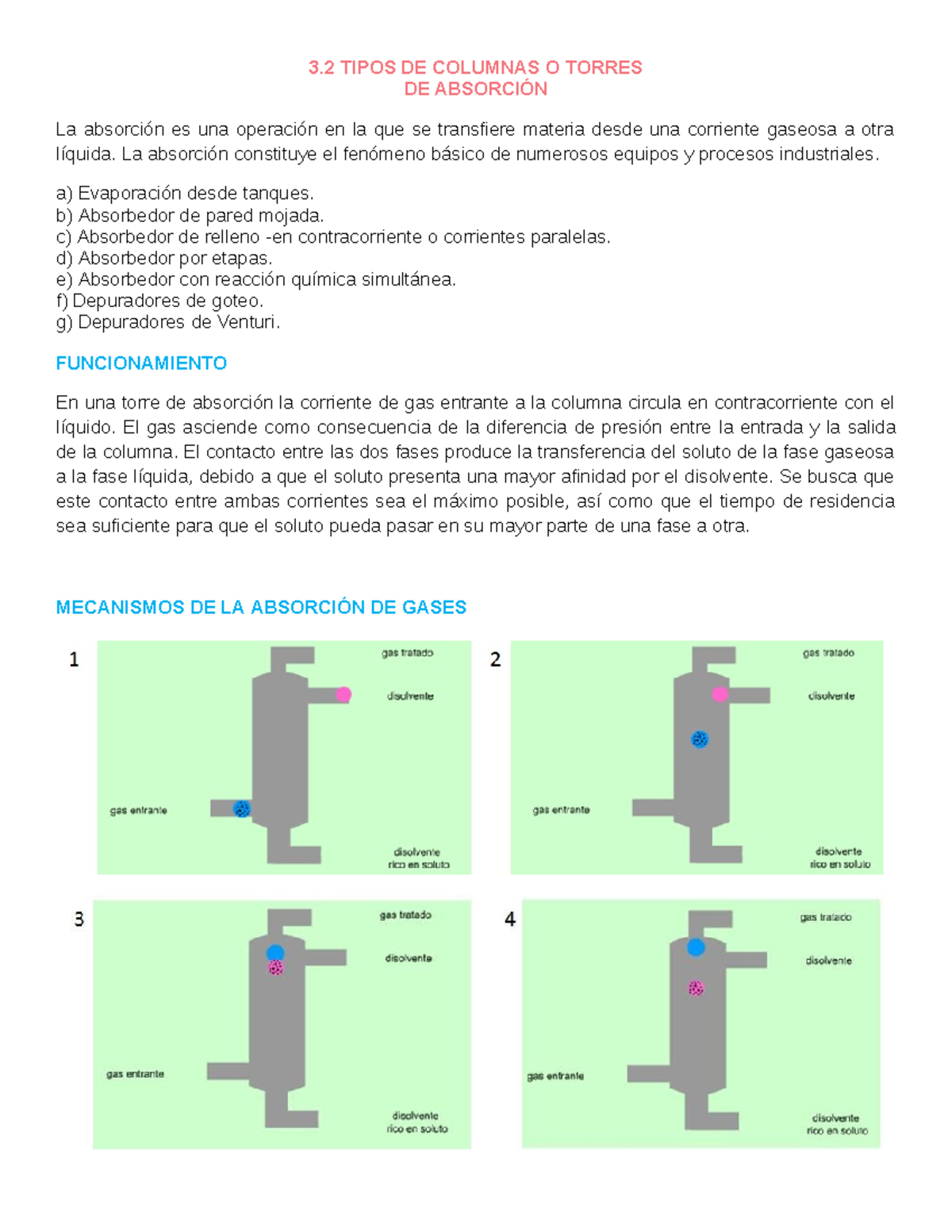 Tipos de columnas de Absorcion - 3 TIPOS DE COLUMNAS O TORRES DE ABSORCIÓN La absorción es una ...