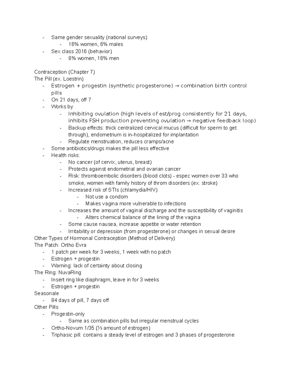 Exam 2 - Exam 2 - Same gender sexuality (national surveys) 16% women, 6 ...