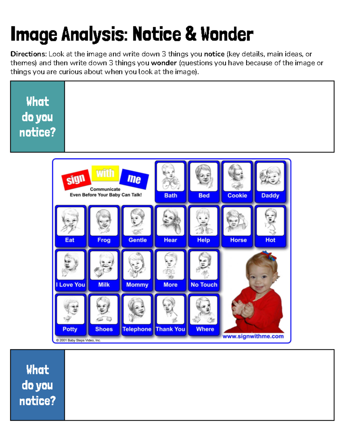Baby Sign Language GUI BAI - What do you notice? Image Analysis: Notice ...