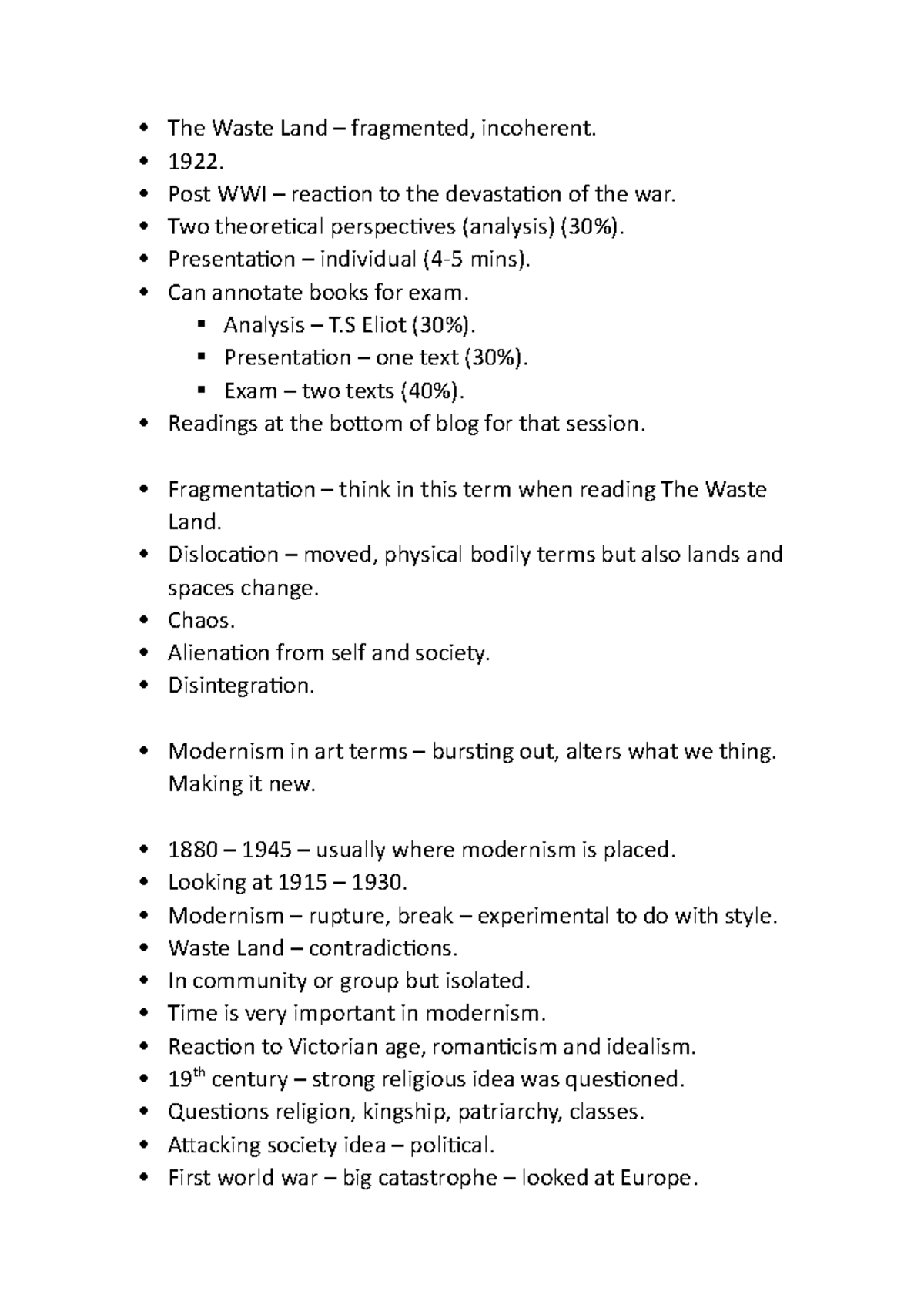 Modernism Introduction - The Waste Land - The Waste Land – fragmented ...