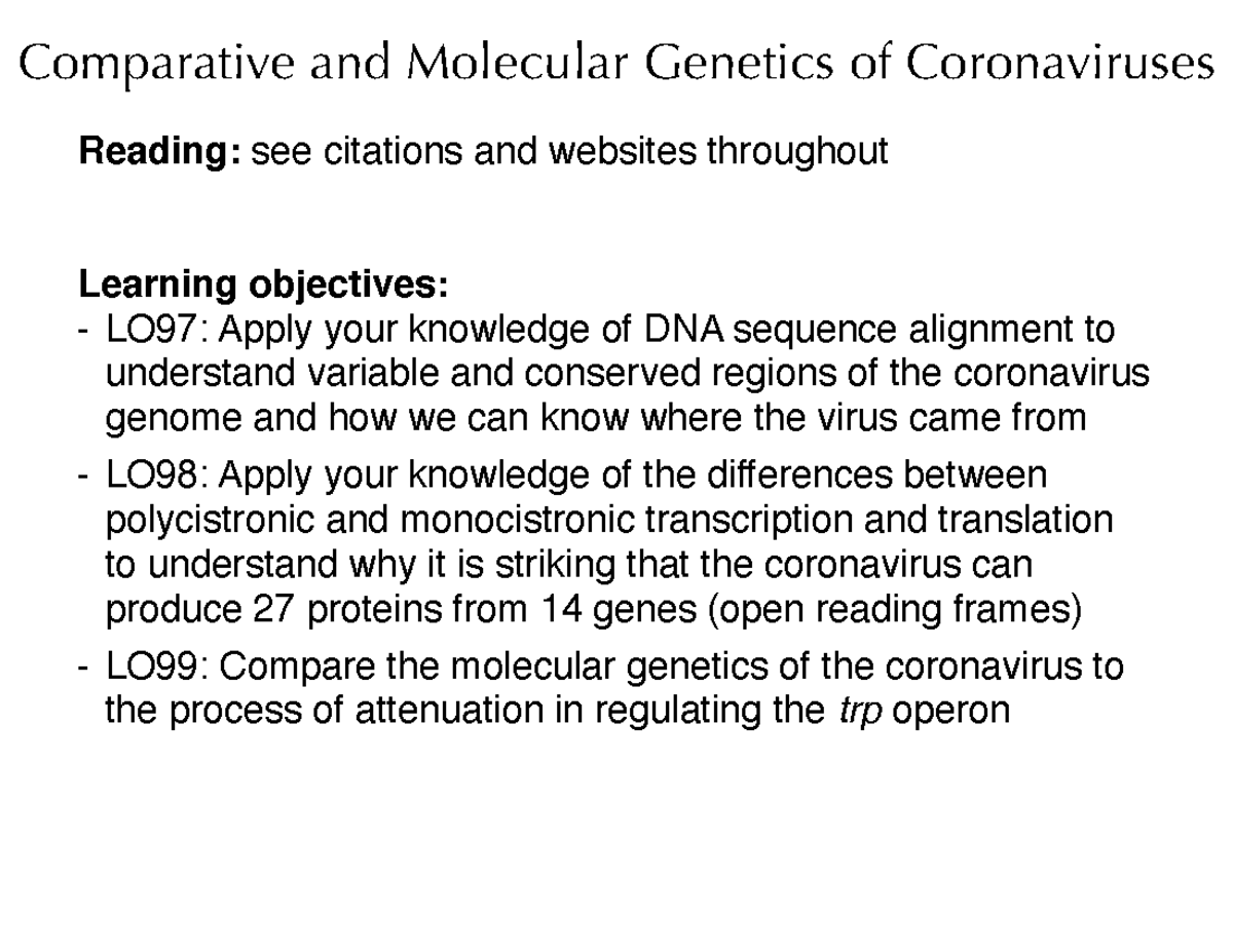 Genetics lec40 12 8 21 - Comparative and Molecular Genetics of ...