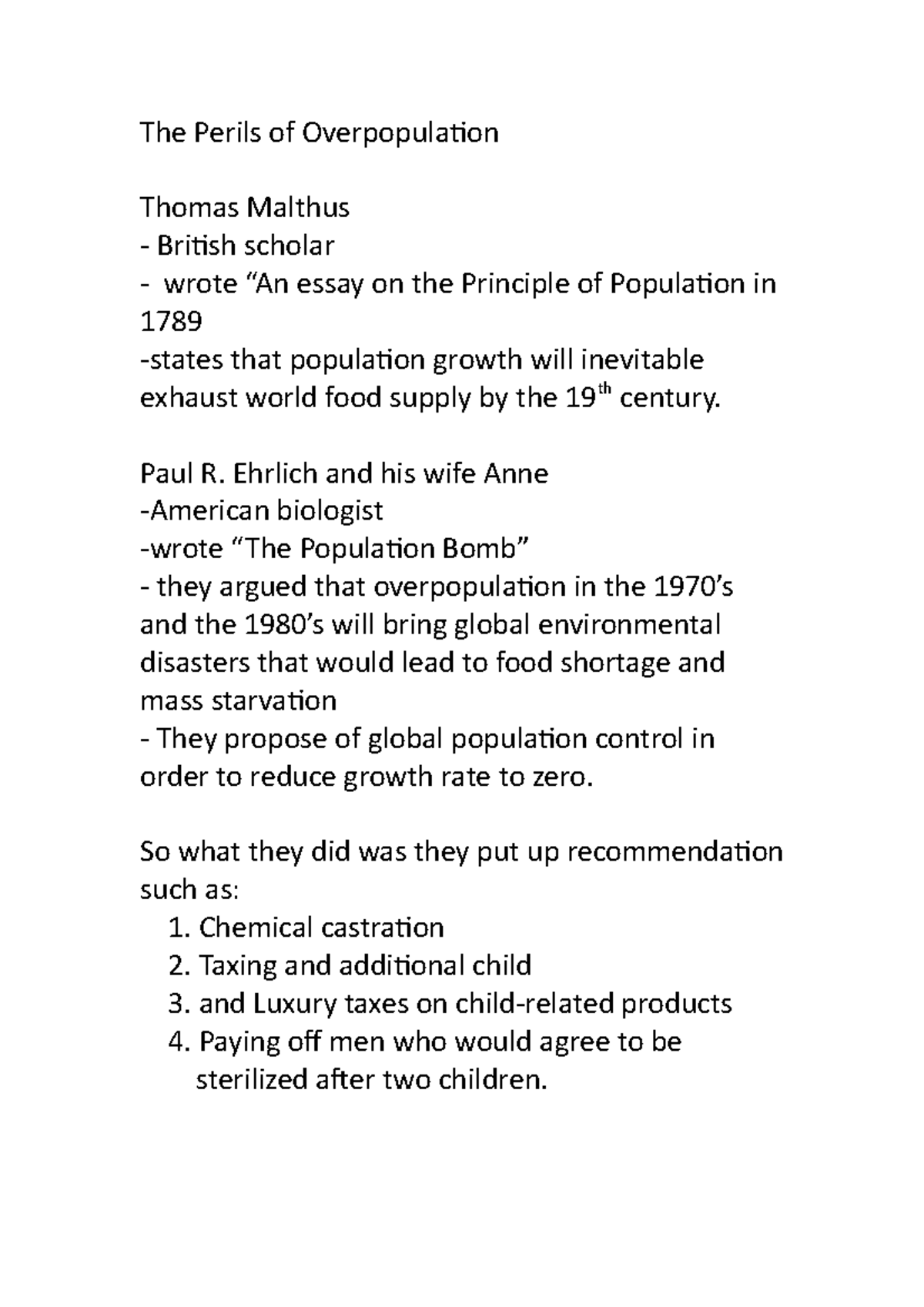 The Perils of Overpopulation - The Perils of Overpopulation Thomas ...