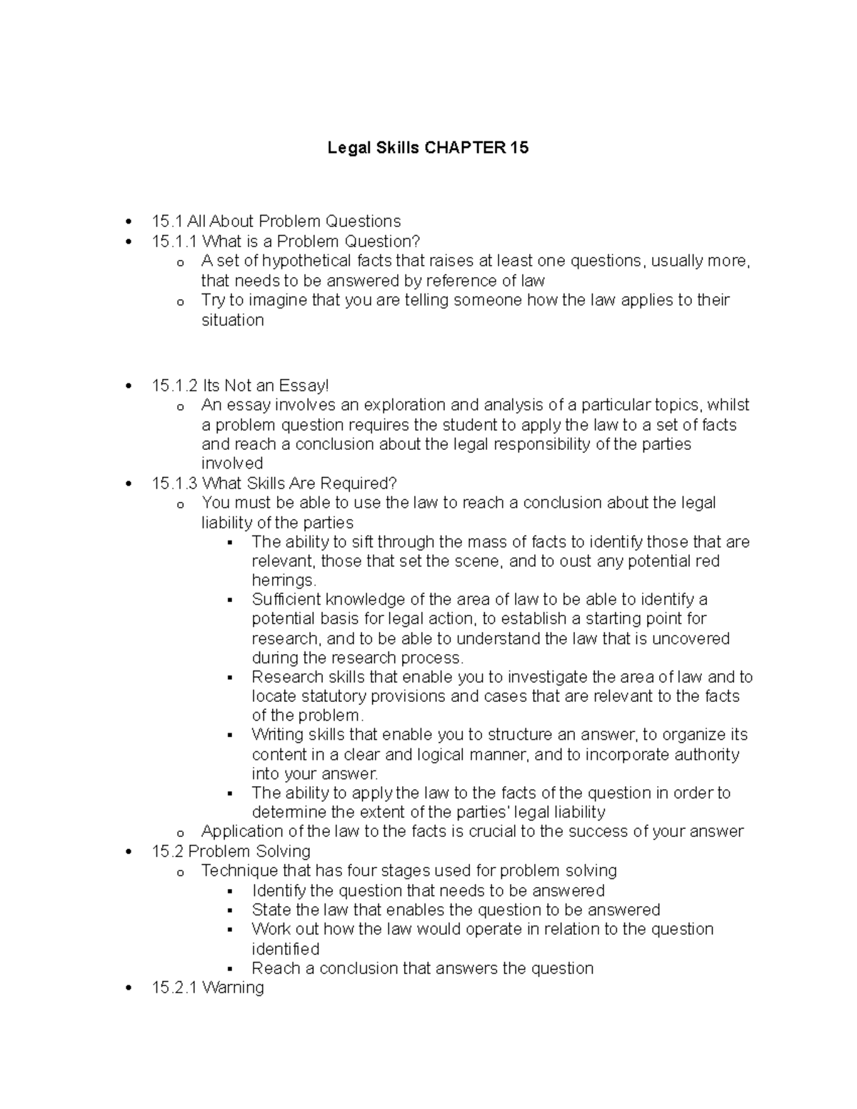 Legal Skills Chapter 15 - Legal Skills CHAPTER 15 15 All About Problem ...