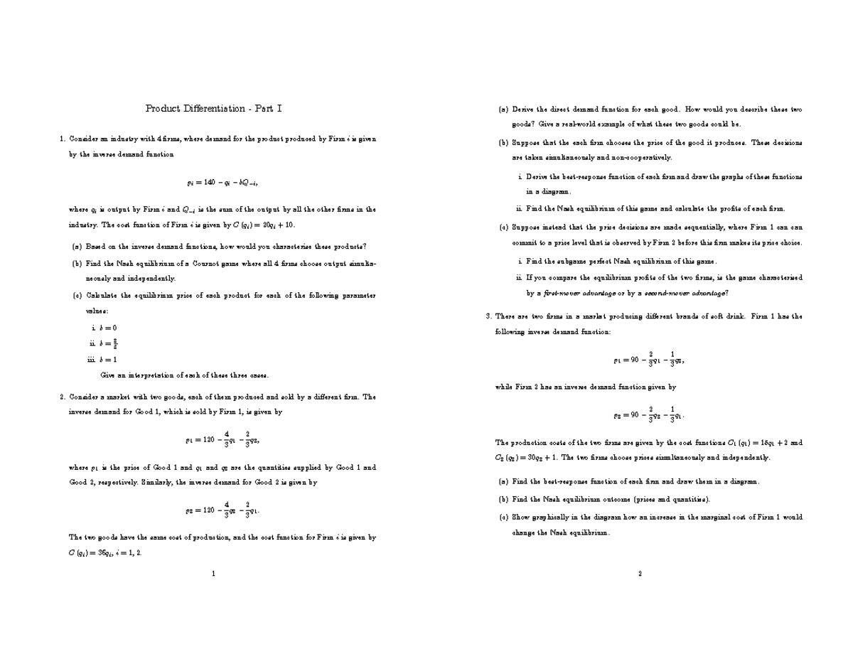 Product Diff chapter 2 - Product Di§erentiation - Part I Consider an ...