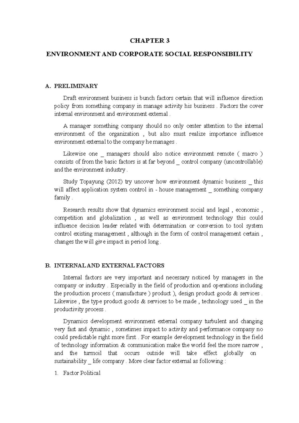 Chapter 3 - Environtment AND Corporate Social Responsibility - CHAPTER ...