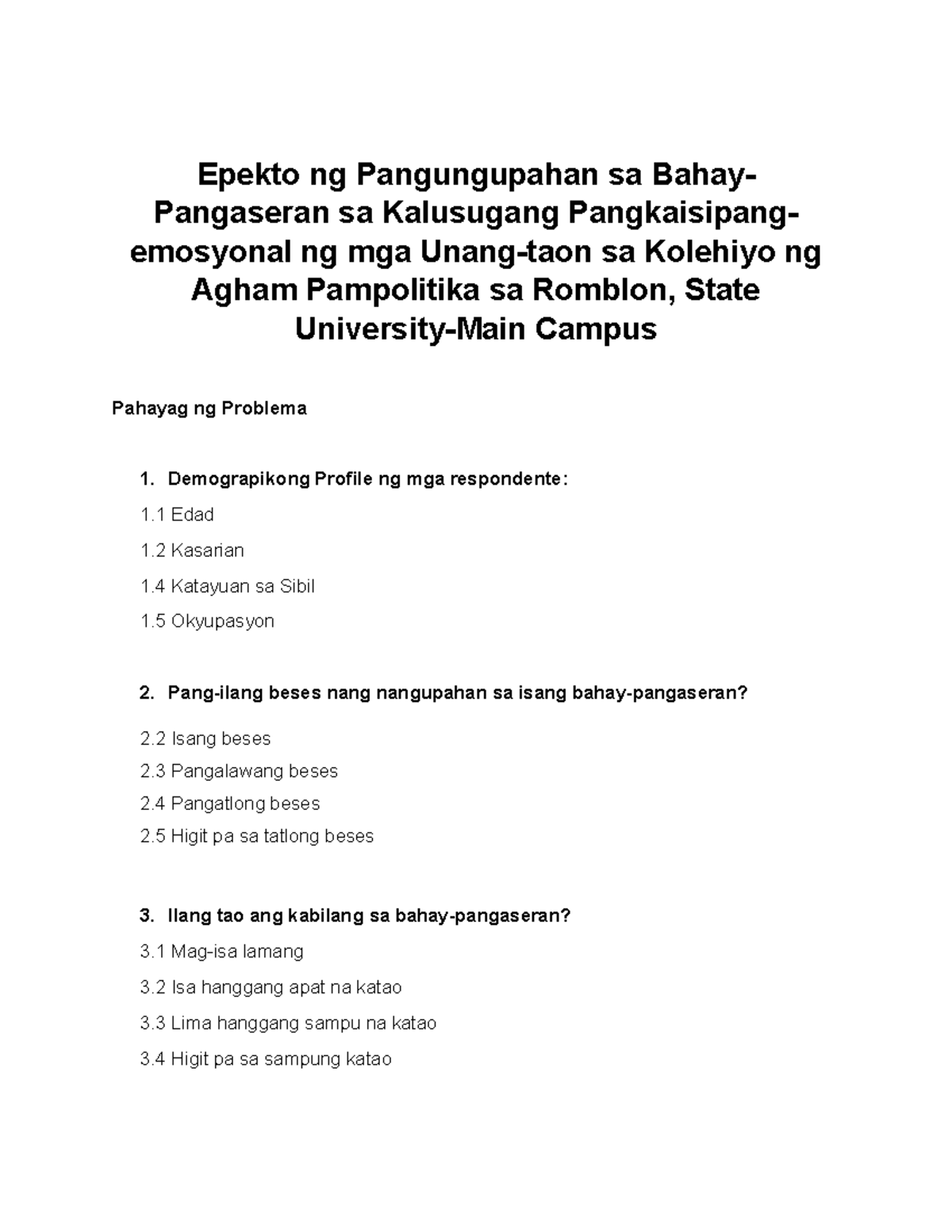 Ika-tatlong Grupo - omsim - Epekto ng Pangungupahan sa Bahay ...