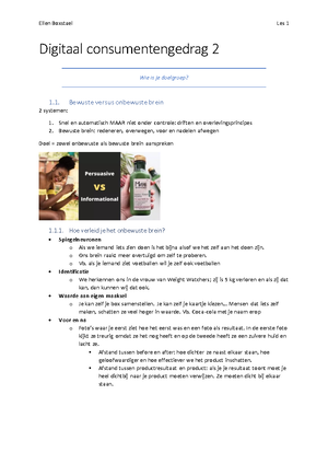 Les 2 - Consumentengedrag - INFORMATIEVERWERKING GEWAARWORDEN Exteroceptieve zintuigen - Studocu