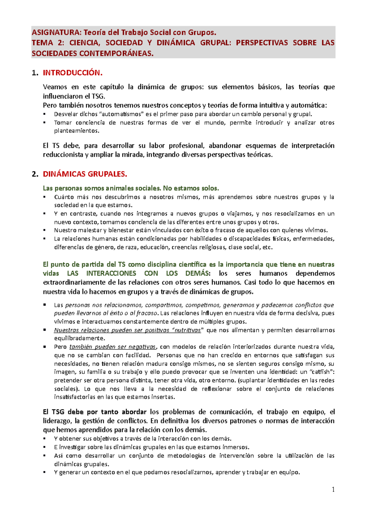 TEMA 2 TSG 2015 - Resúmenes - ASIGNATURA: Teoría del Trabajo Social con Grupos. TEMA 2: CIENCIA ...