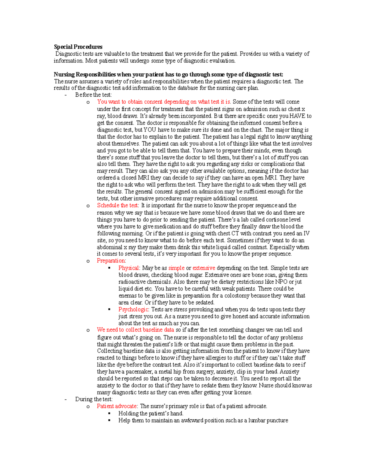 Special procedures - Special Procedures Diagnostic tests are valuable ...