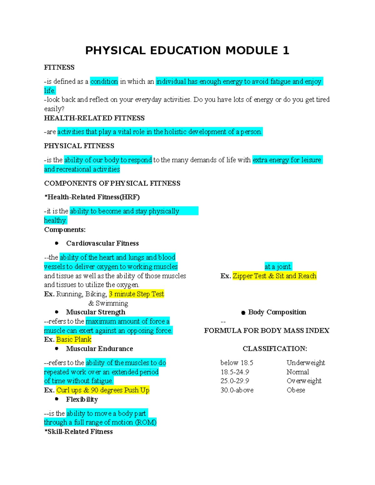 PE module 1 2 1 - This is our exam during prelim and midtermb - PHYSICAL EDUCATION MODULE 1 ...