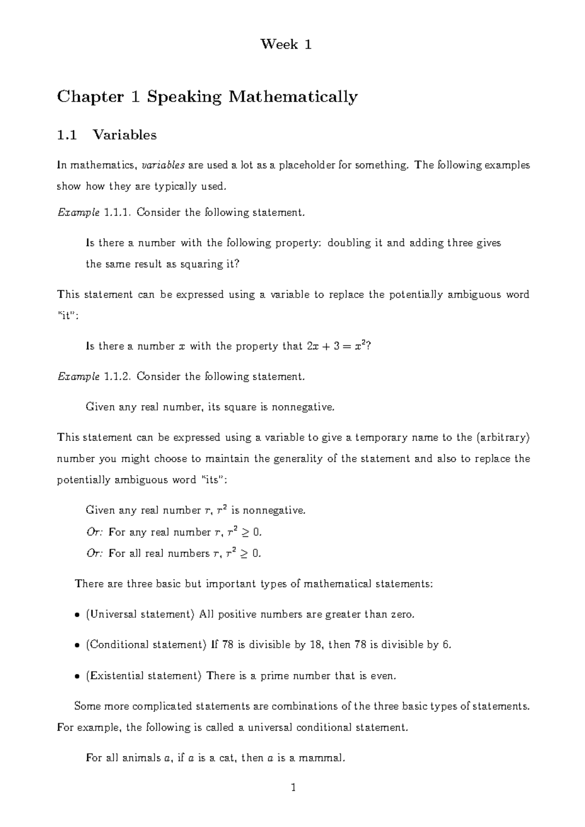 MAT100 Complete weekly lecture notes - Week 1 Chapter 1 Speaking ...