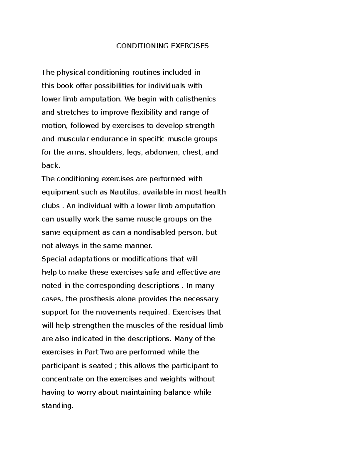 Ramos Jonathan- Prelim 1ST Assignment - CONDITIONING EXERCISES The physical conditioning ...