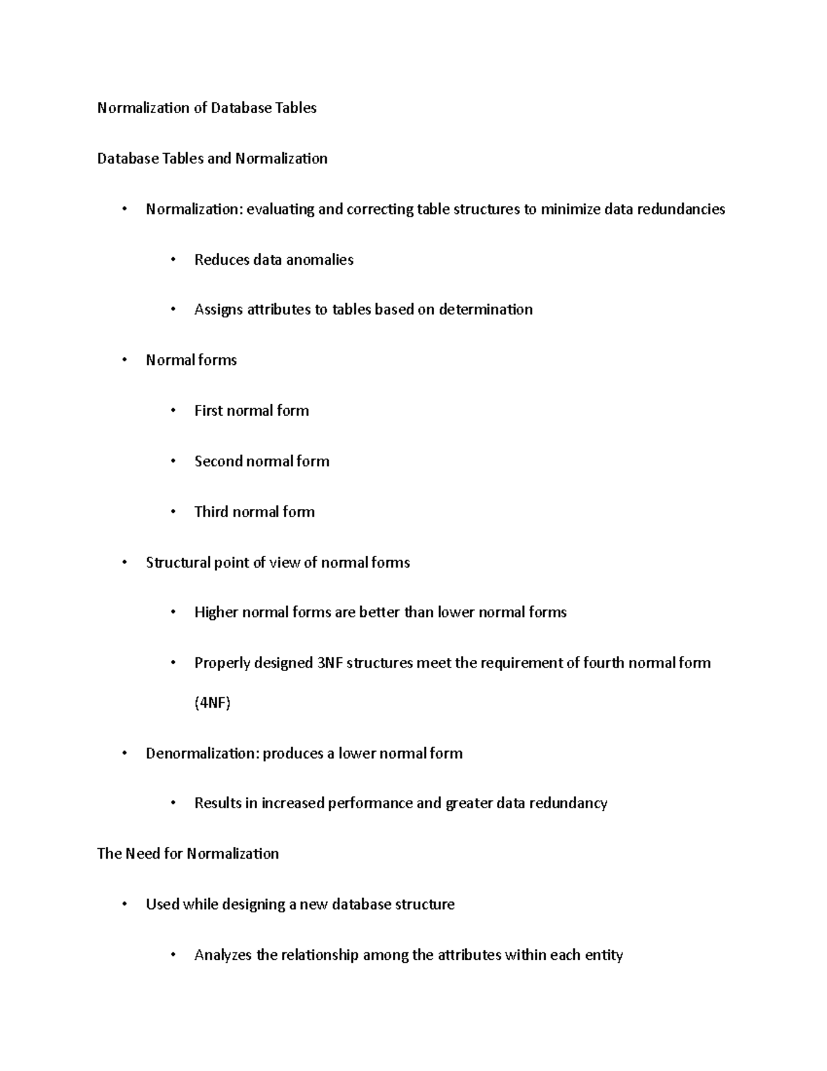 Normalization of Database Tables Lecture not - Normalization of ...