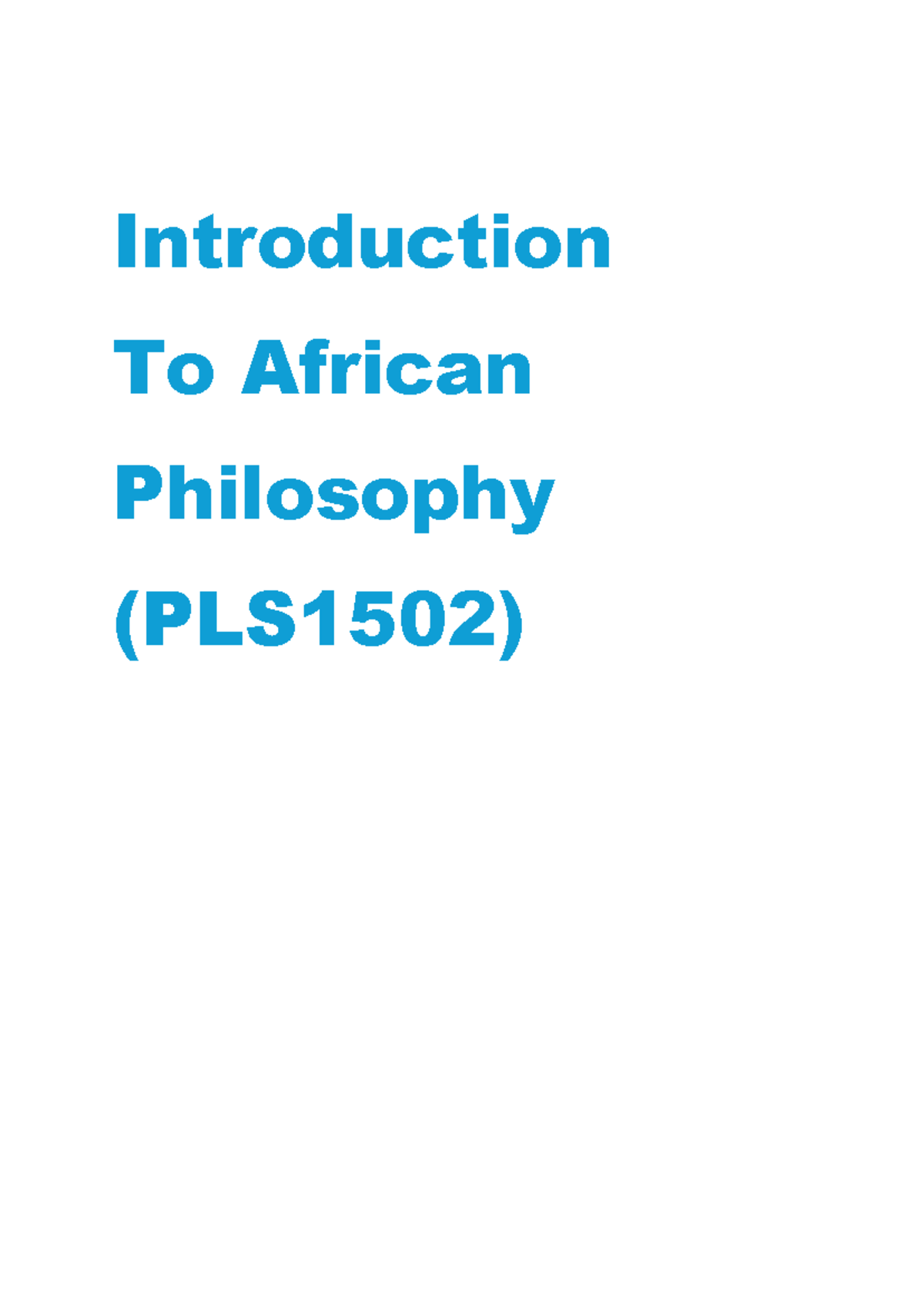 Introduction to African philosophy - Introduction To African Philosophy ...