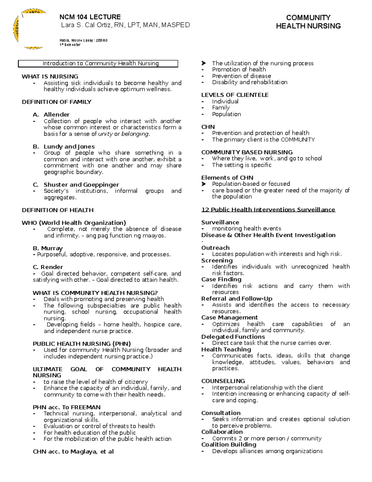 Intro-TO-CHN- Transcripts - \ NCM 104 LECTURE COMMUNITY Lara S. Cal ...